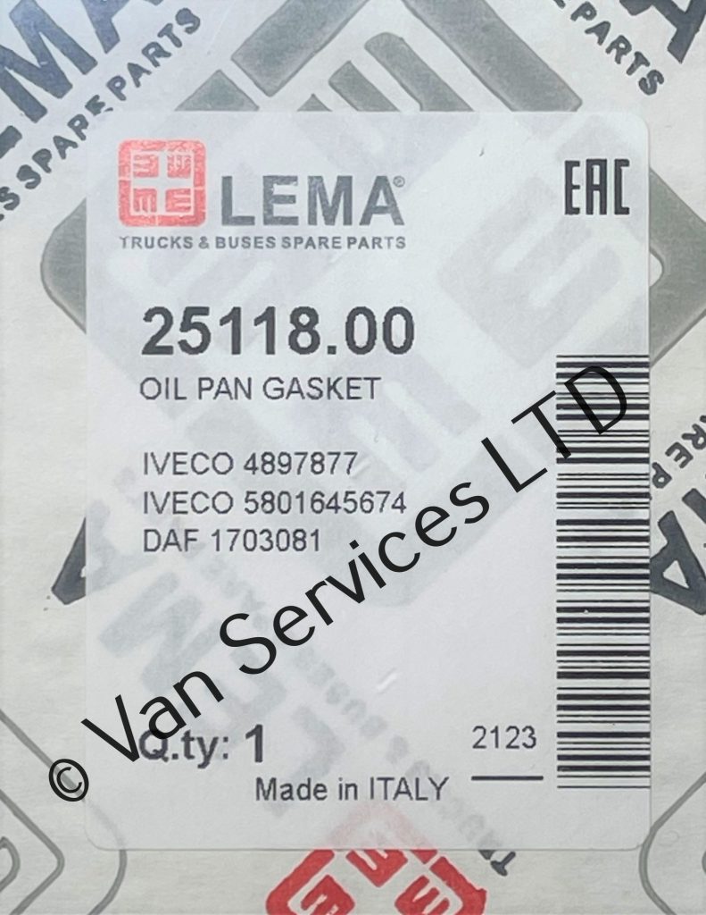 Iveco Tector Eurocargo 4 Cylinder Engine Oil Sump Gasket – 2001-2015 ...