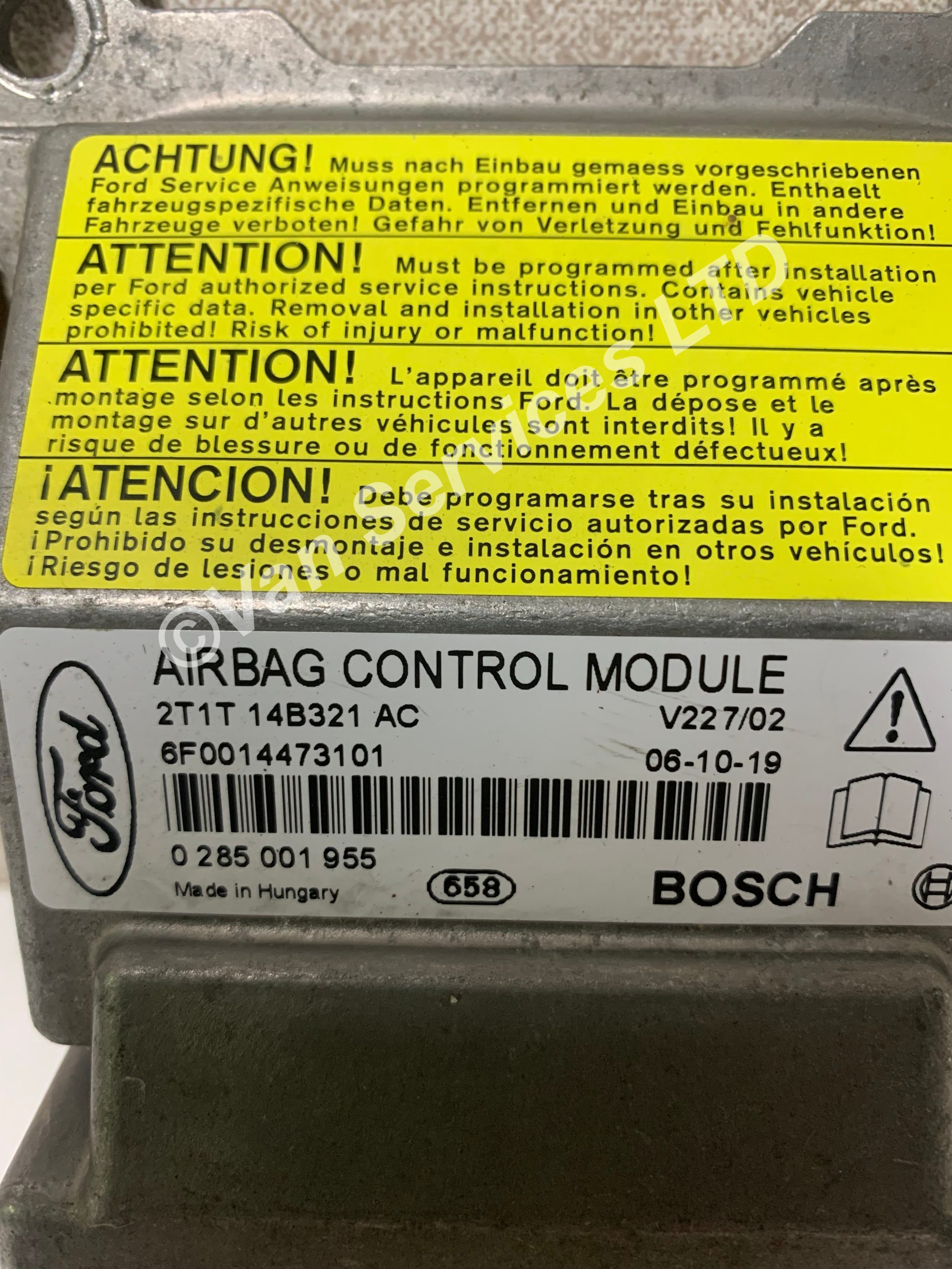 FORD TRANSIT CONNECT AIRBAG RESTRAINT CONTROL MODULE – FITS 2001-09 ...